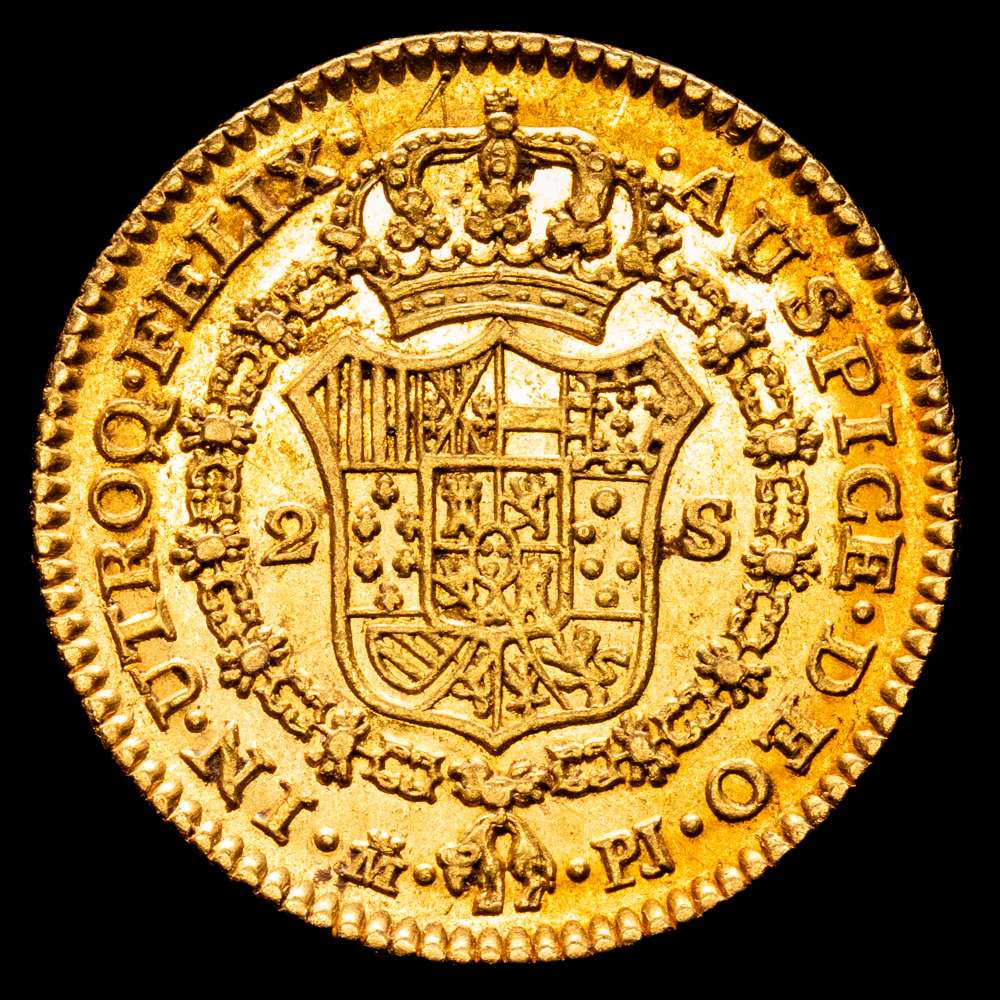 Carlos III (1759-1788). 2 escudos. 1777/6. Madrid. PJ. (Cal-1553). Au ...