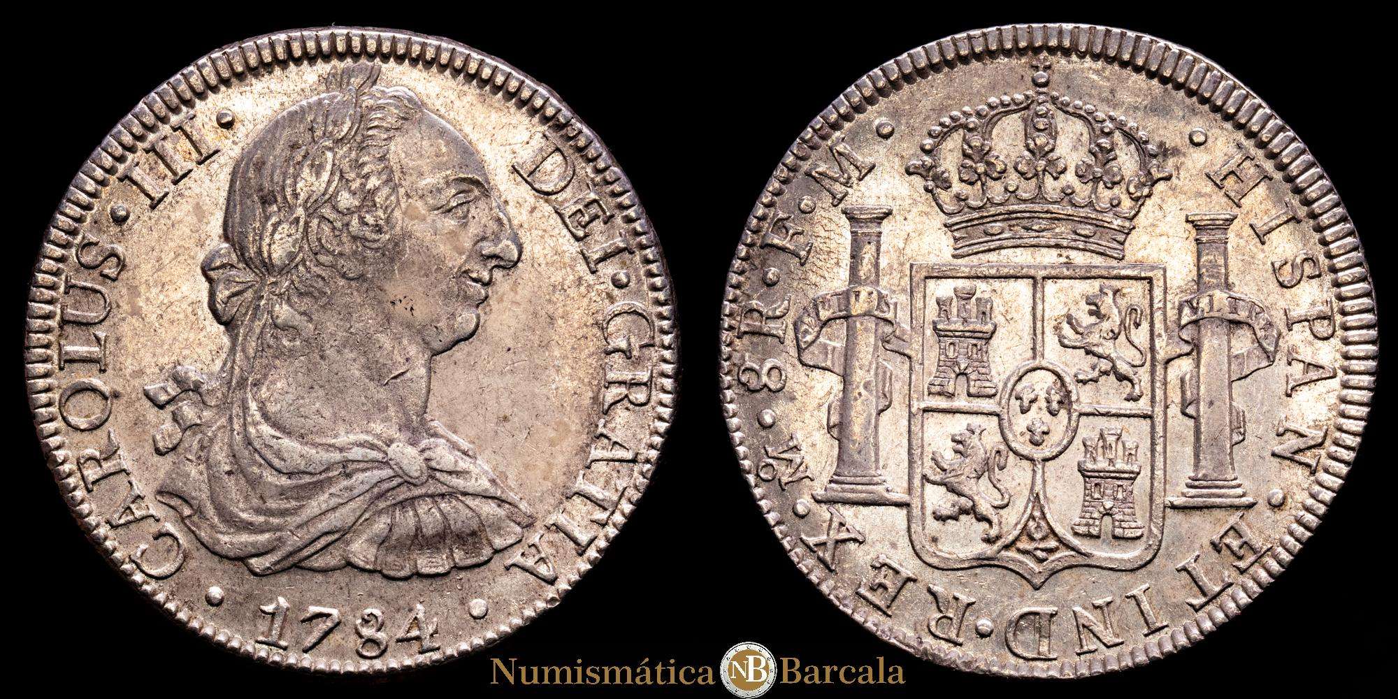 Carlos III (1759-1788). 8 reales. 1784. México. FM. (Cal-1126). Ag. 27,01 gramos. Restos de ...