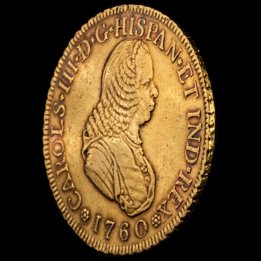 Carlos III. 4 Escudos. (13,41 g.). Popayán. 1760. J. Con los tipos de ...