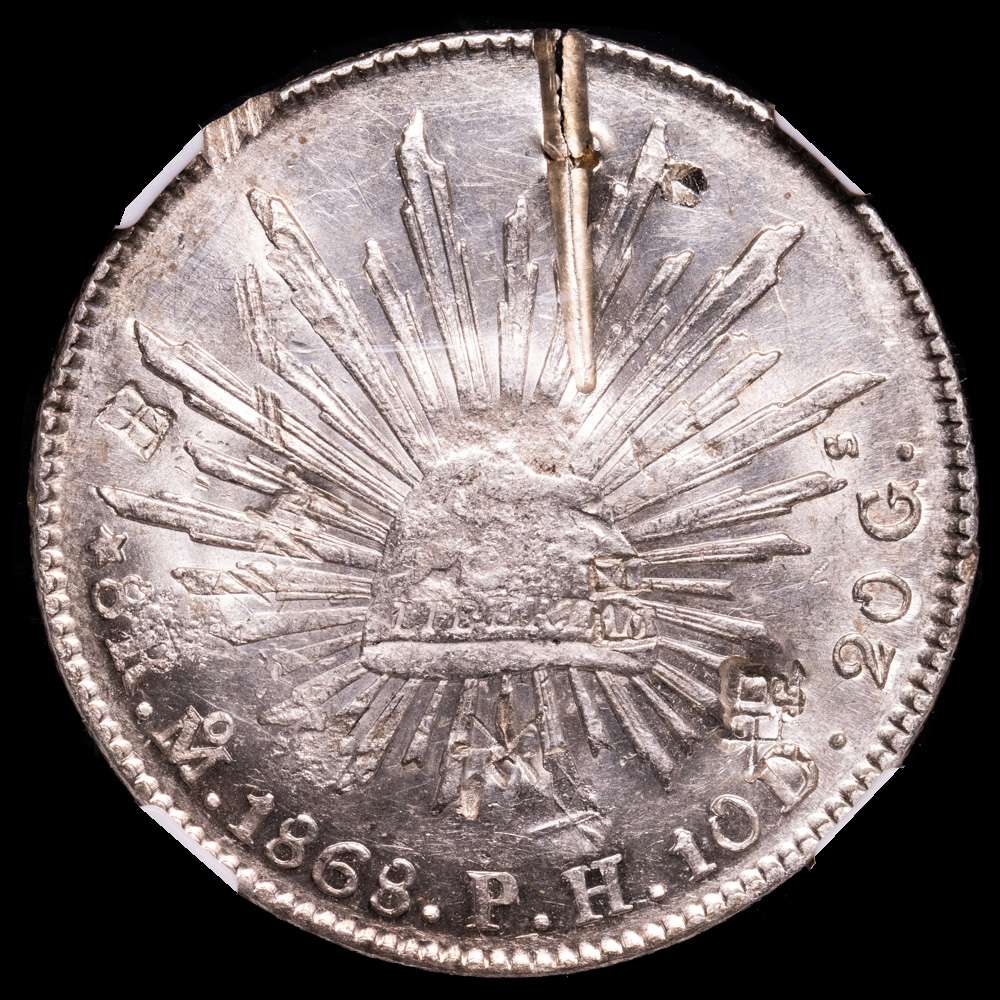 México República Federal 1868 Mo PH 8 Reales Plata (.903) Casa de la ...