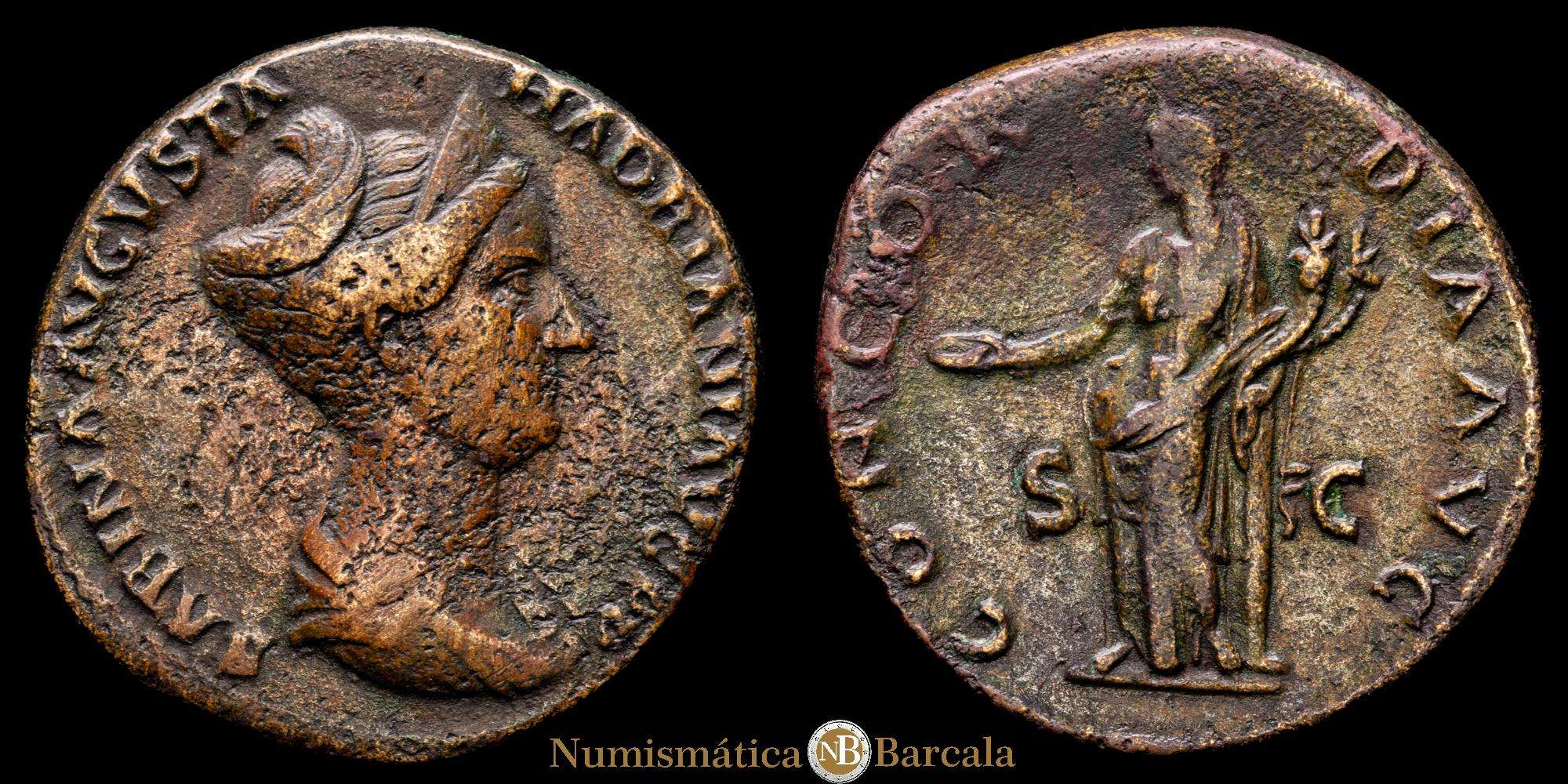 SABINA (Augusta, 128-137 d.C.). Sestercio. Roma. (23,04 g. 32 mm). Roma ...